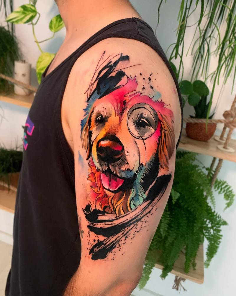 Watercolor Dog Tattoo