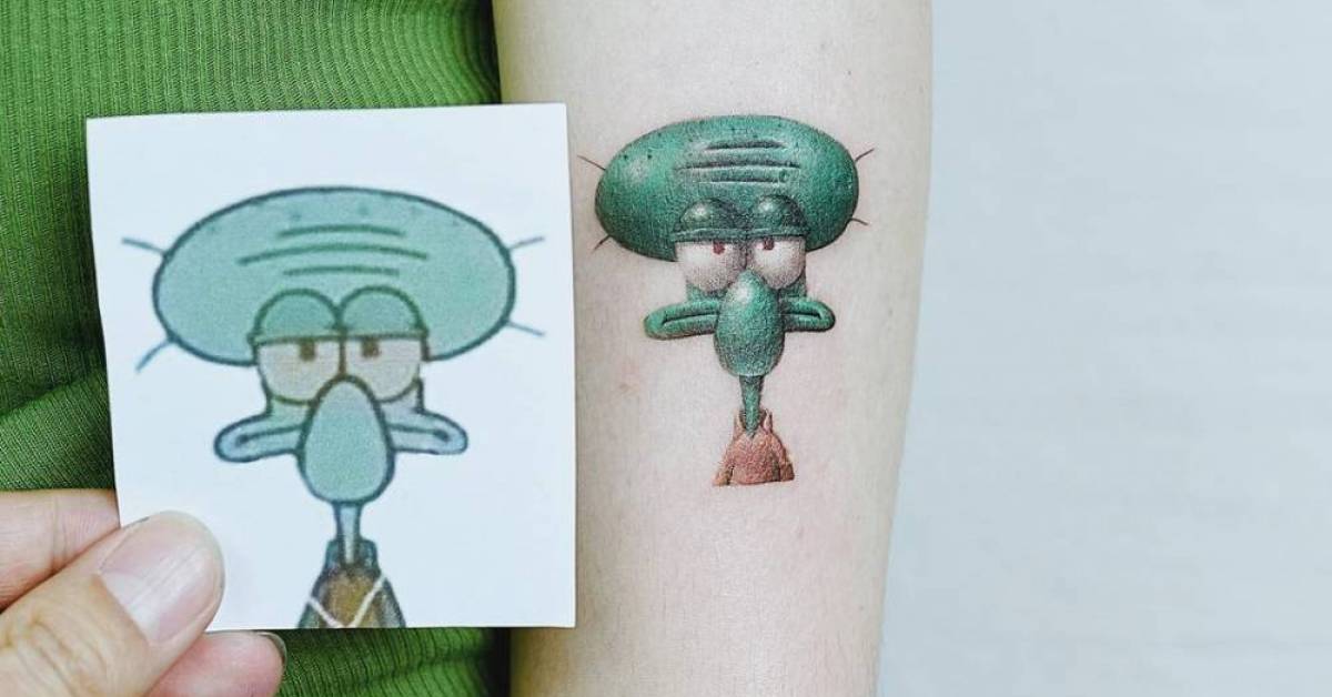 Squidward Dab Tattoos 50 Cartoon Tattoos For A Sweet Hit Of Nostalgia
