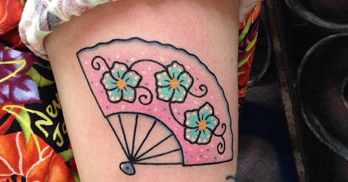 Japanese Fan Tattoo Outline Japanese Geisha Fan Floral Temporary