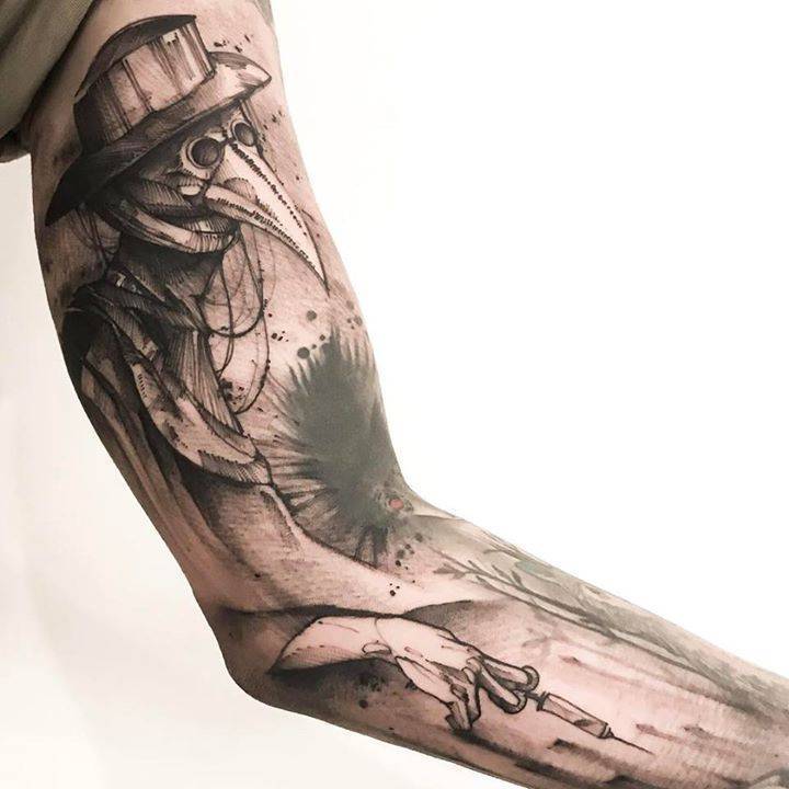 Tatuagem De Medico Da Peste Tatuagem De Barriga De Tinta Preta