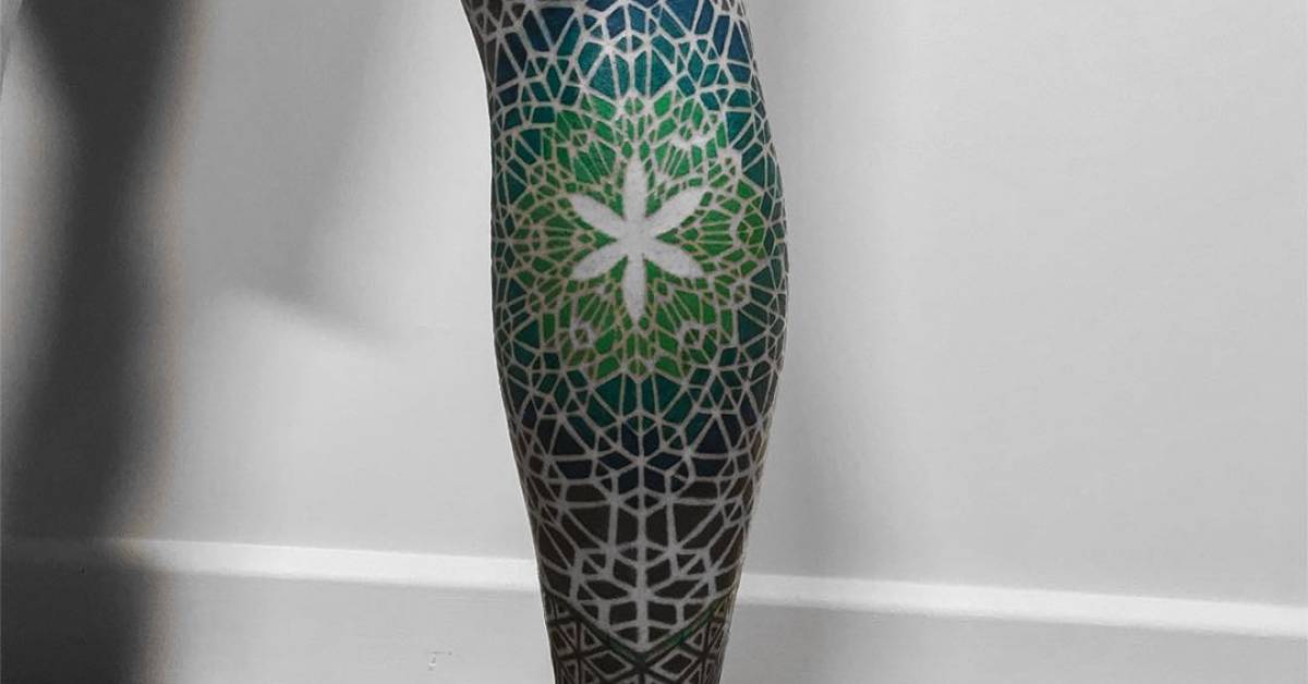 Sacred geometry leg sleeve. Collaboration with Brian