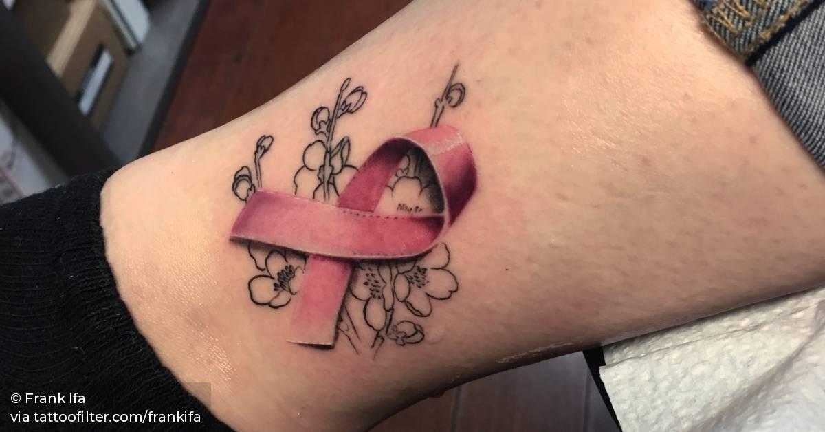 cancer ribbon, cherry blossom