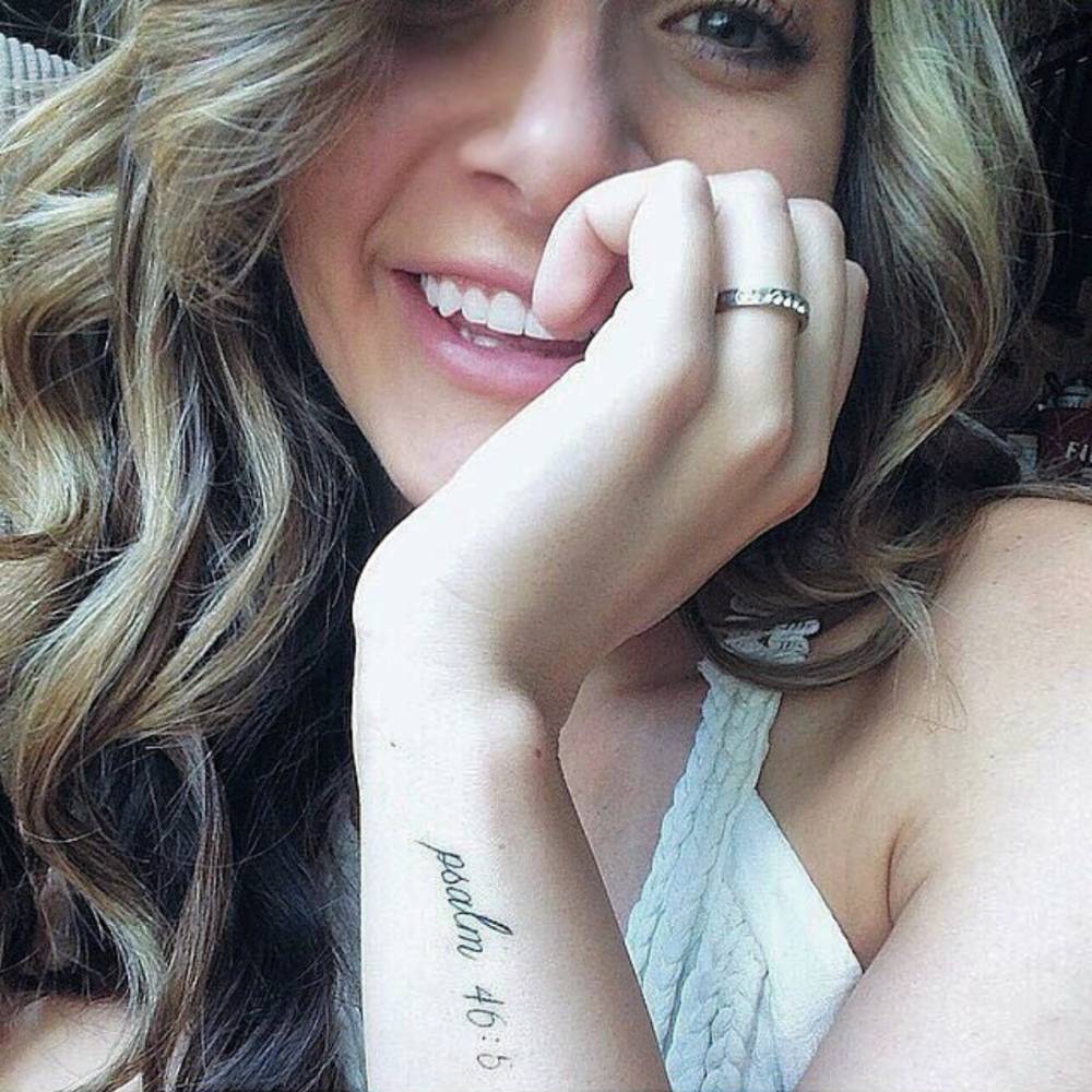 Wrist Tattoo Saying Psalm 46 5 On Brett 