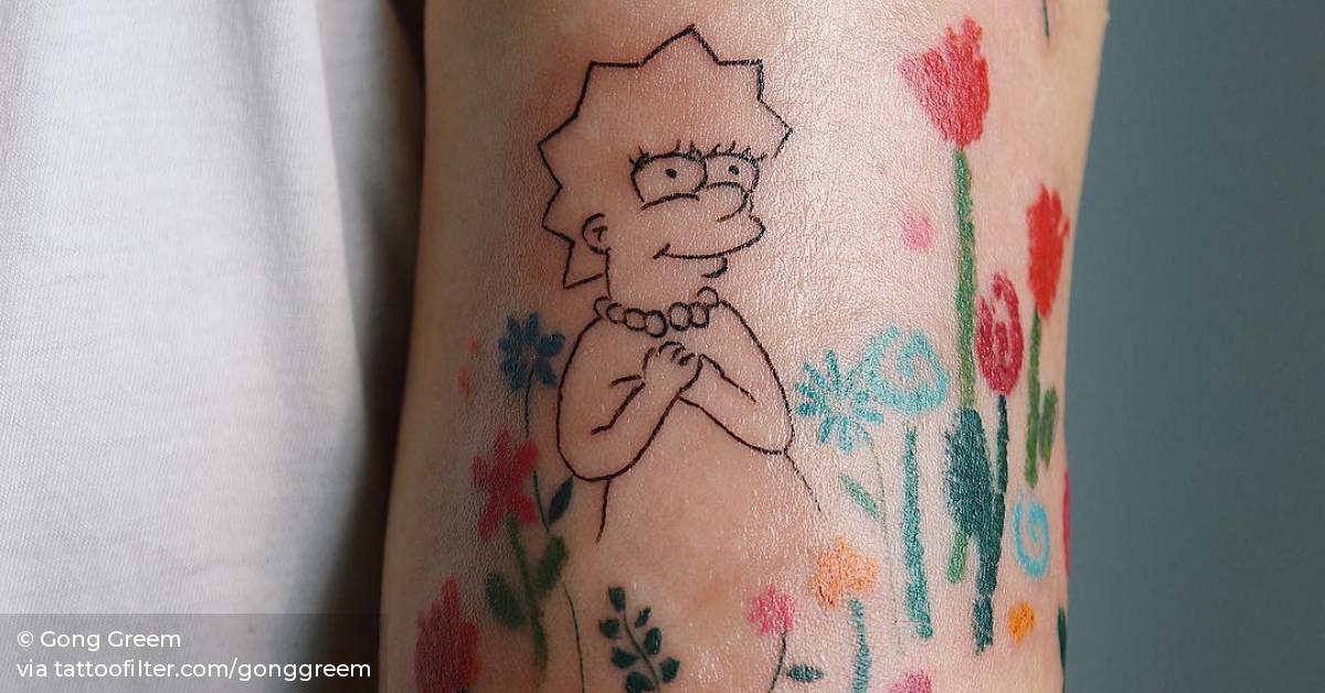 Lisa Simpson in a flower field.