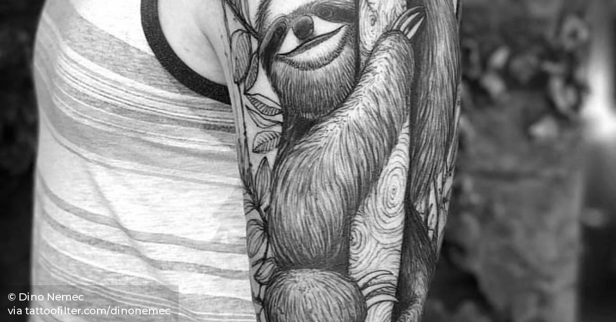 Freehand sloth tattoo.