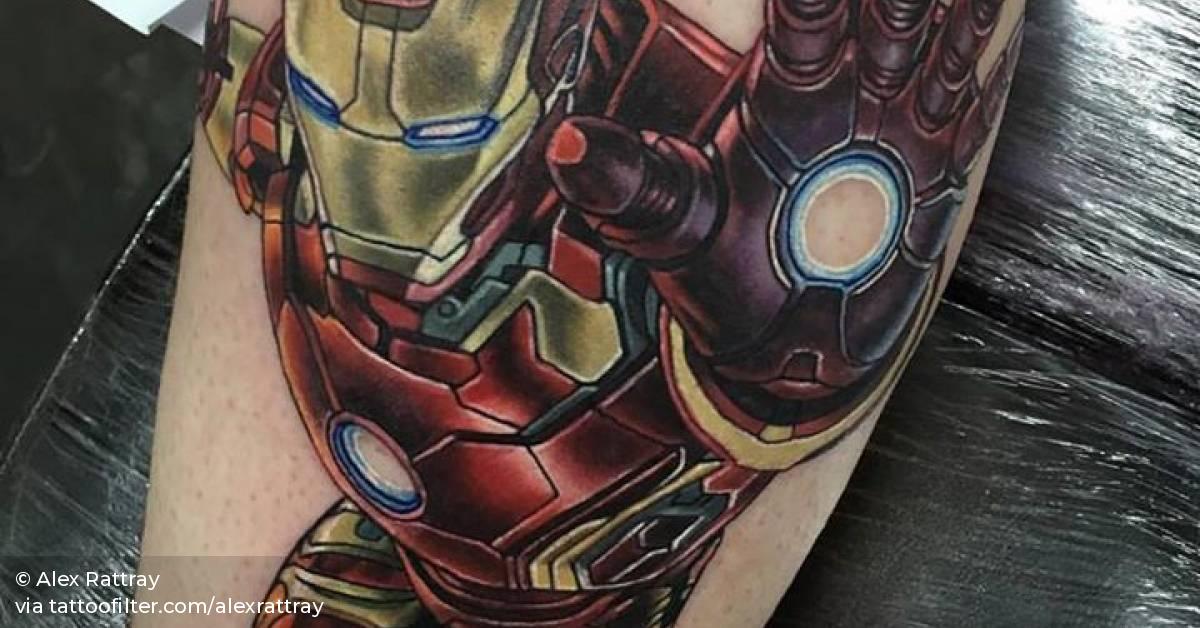 Iron Man tattoo on the calf.