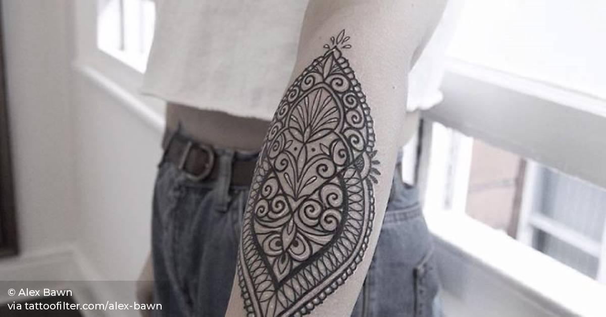 Inner elbow henna style tattoo.