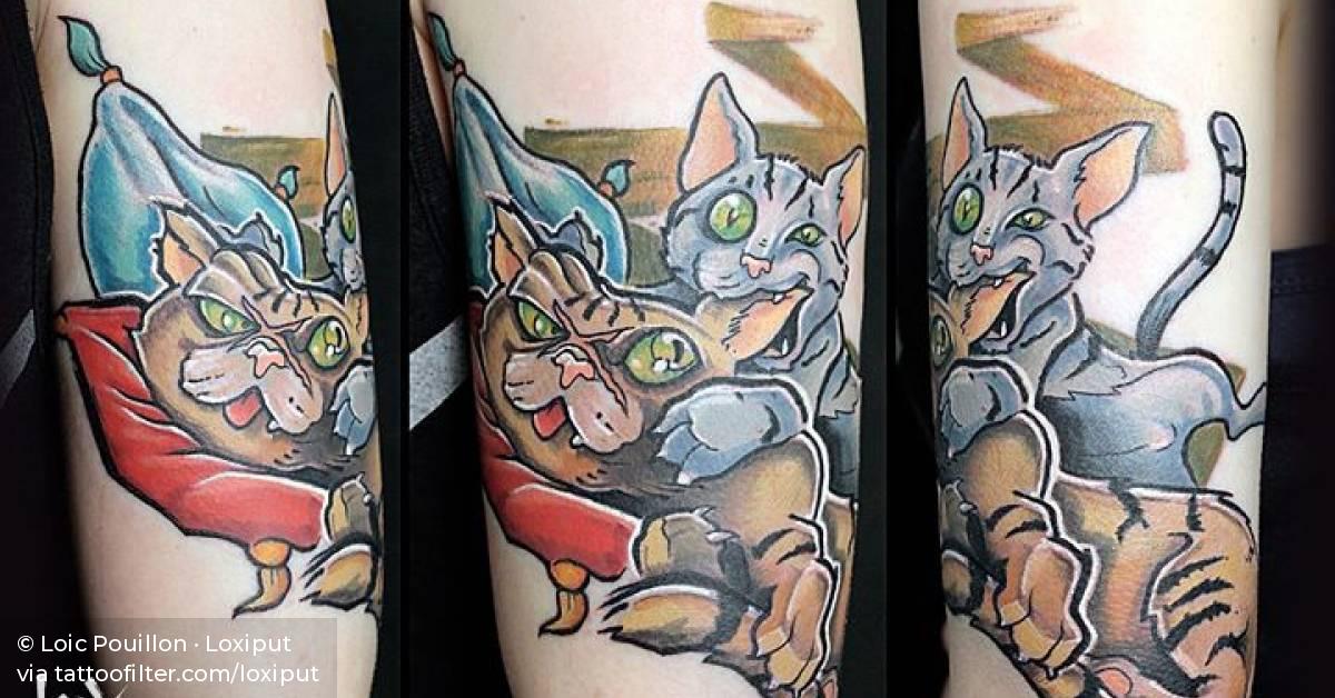 New school cat fight tattoo on Cindy.