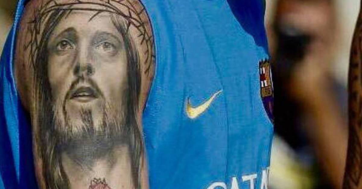 Tatuaje de Jesucristo en el brazo de Messi.