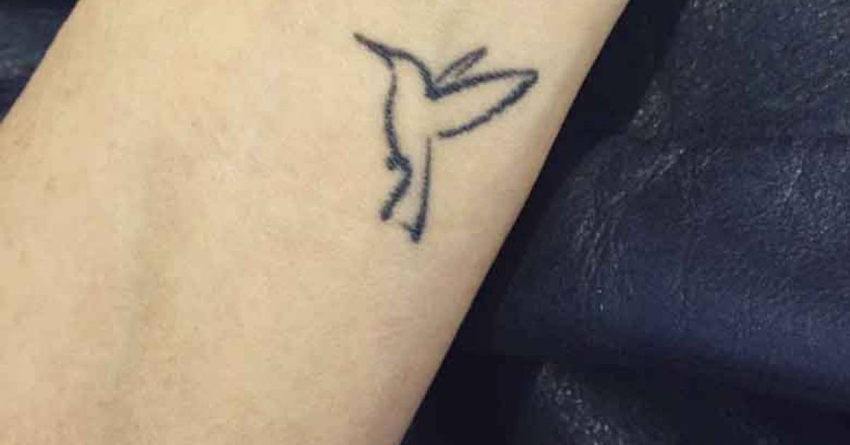 Wrist tattoo of a hummingbird on Brittany.