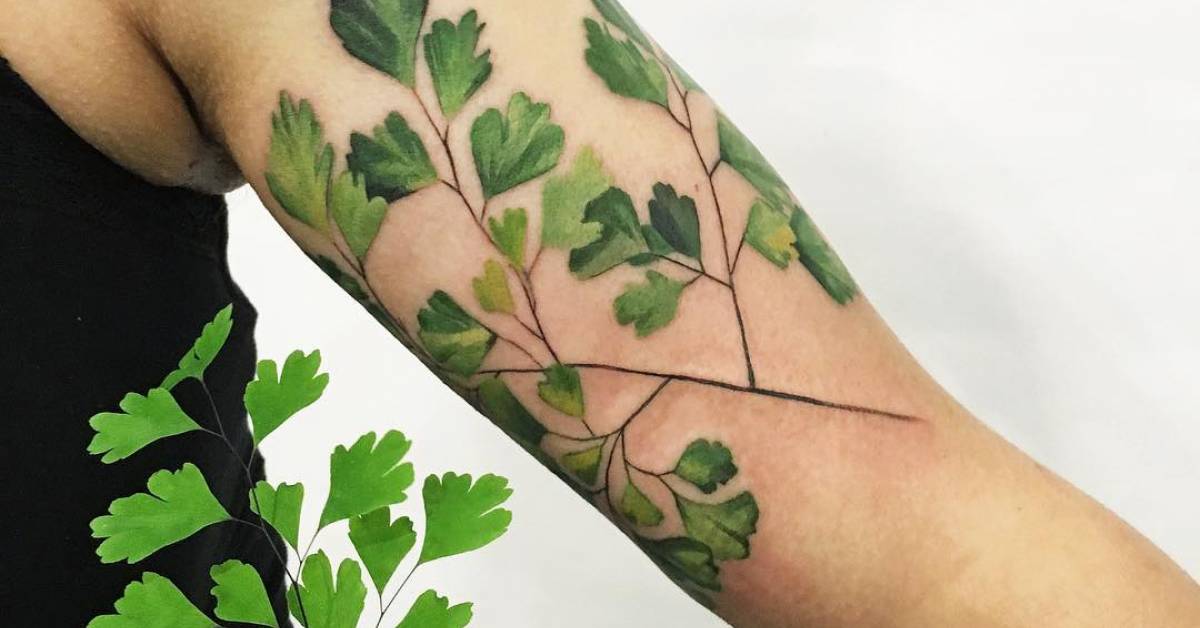 Adiantum (also known as maidenhair fern) tattoo on the