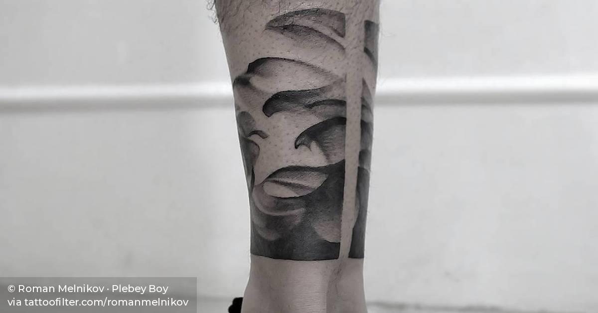 Abstract-dotwork ankle band tattoo.