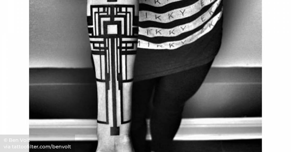 An abstract linear architectural forearm cuff for Eden.