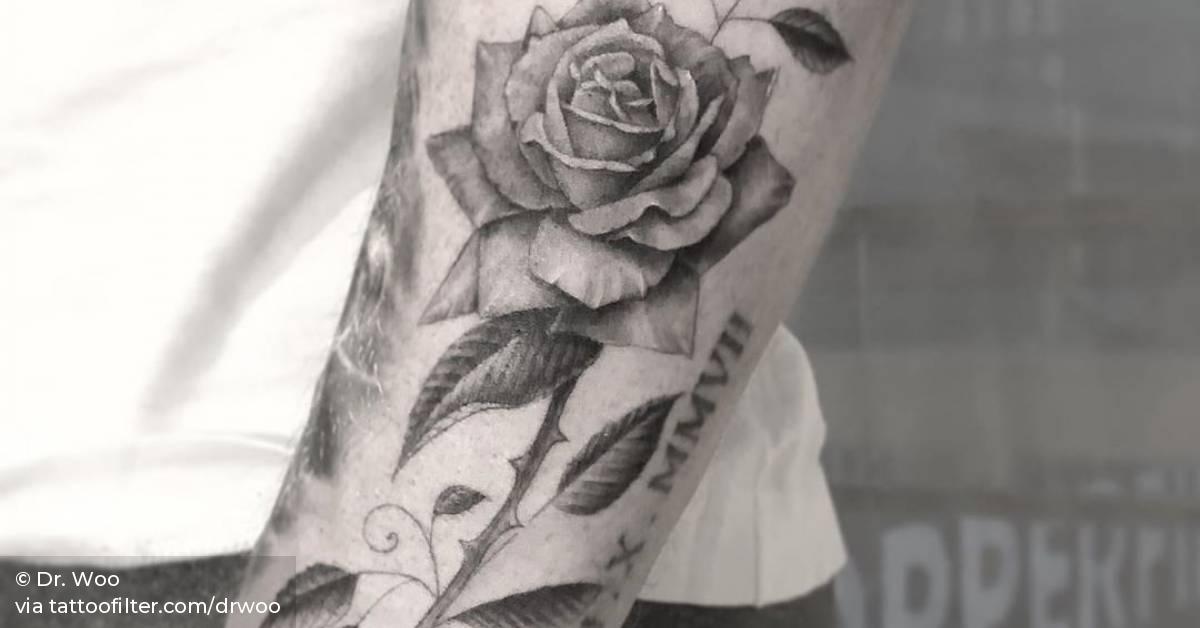 Single needle rose tattoo on Canelo Álvarez.