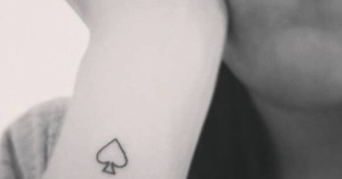 Minimalist spade tattoo on Mercedes Carrizo's tight