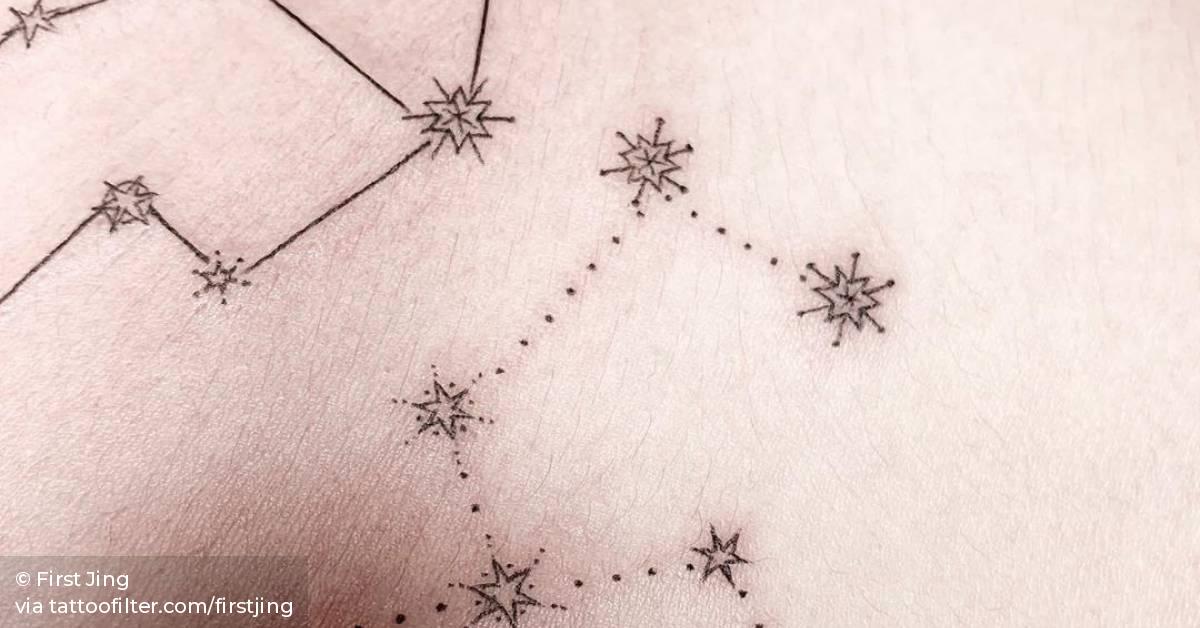 Fine line constellation tattoo, the shadow is my phone,