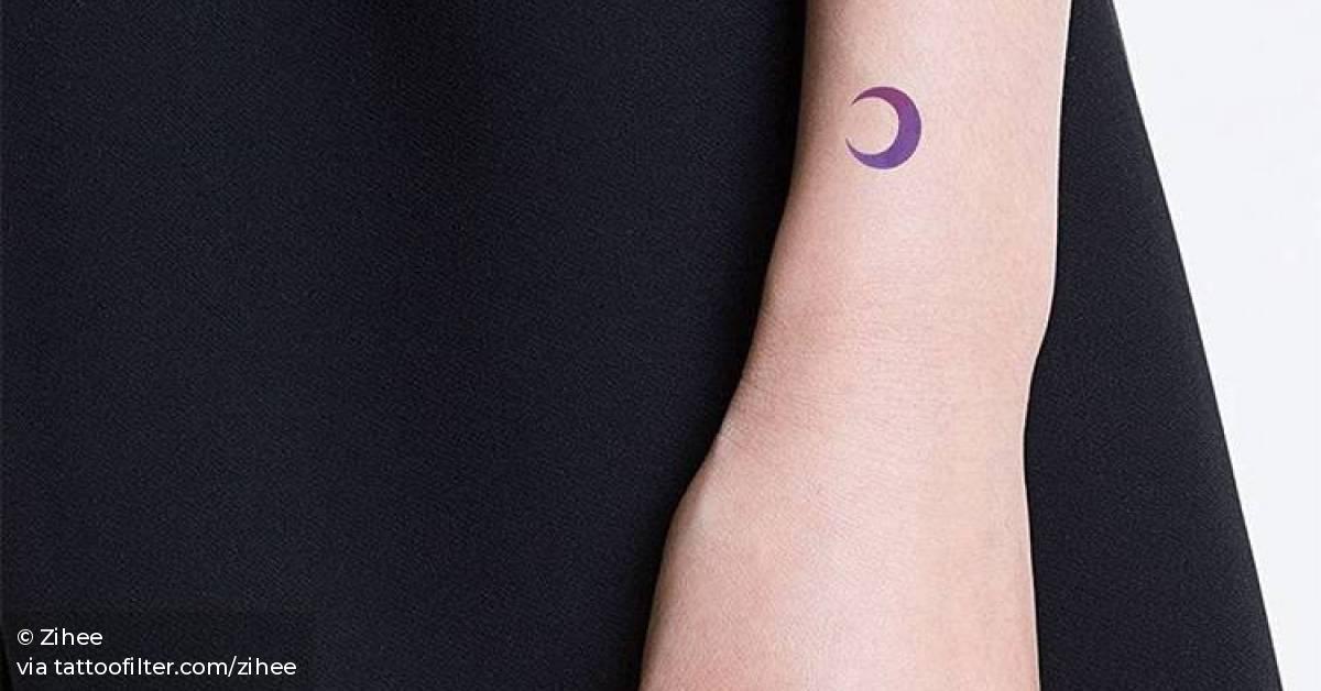 Purple gradient Crescent moon temporary tattoo designed
