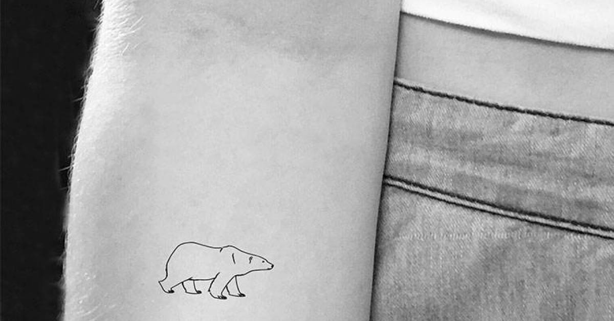 Fine line polar bear temporary tattoo, get it here