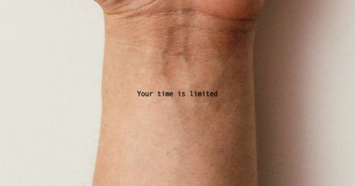 'Your time is limited' temporary tattoo, get it here
