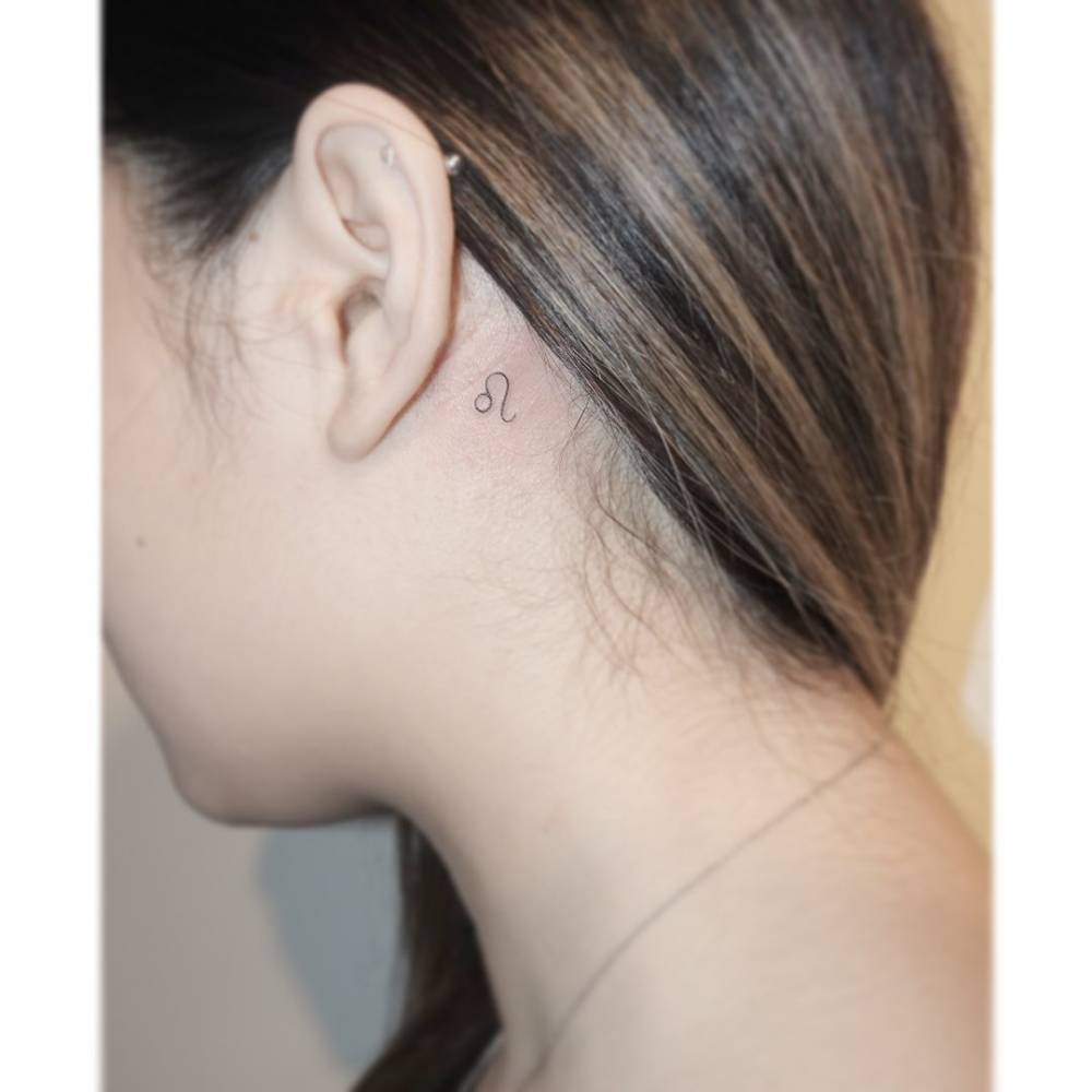 Leo Star Sign Tattoo Behind Ear Goldleafarttutorialsvideospaint