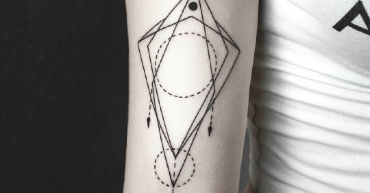 Geometric shapes tattoo on the bicep.