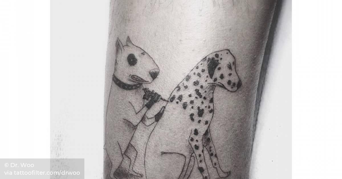 Single needle Bull Terrier tattooing a Dalmatian