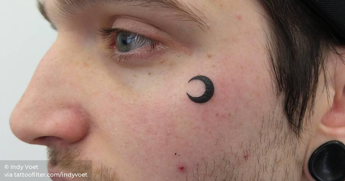 Small handpoked black crescent moon, thanks for the