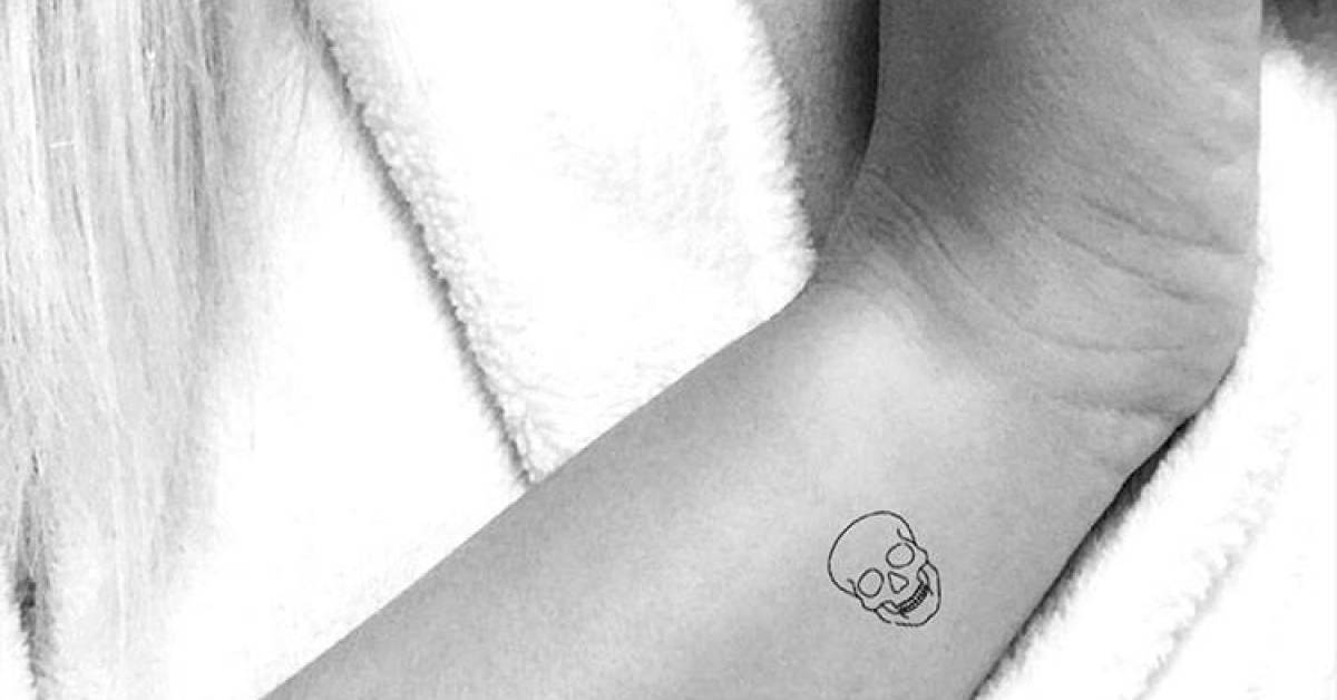 Fine line skull temporary tattoo, get it here