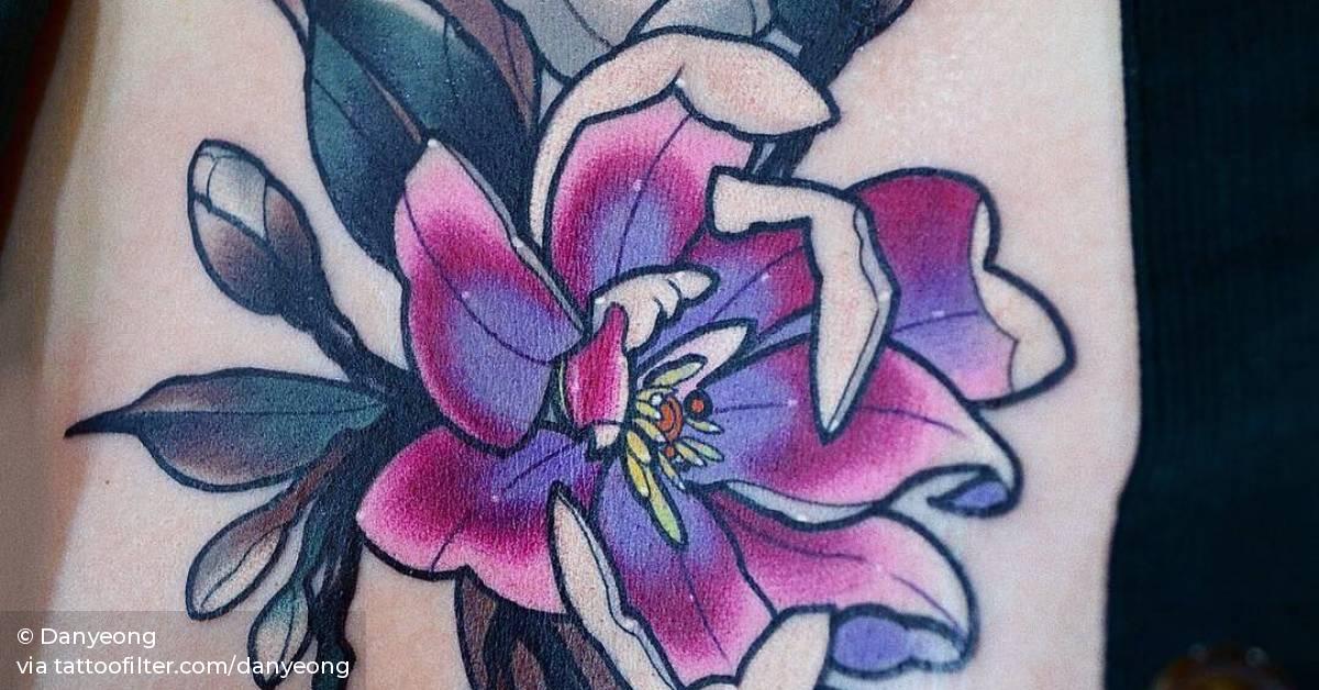 Magnolia flower on the chest.
