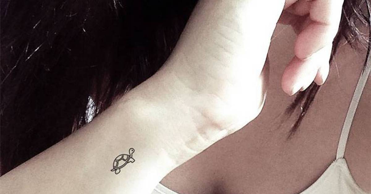 Fine line tortoise temporary tattoo, get it here