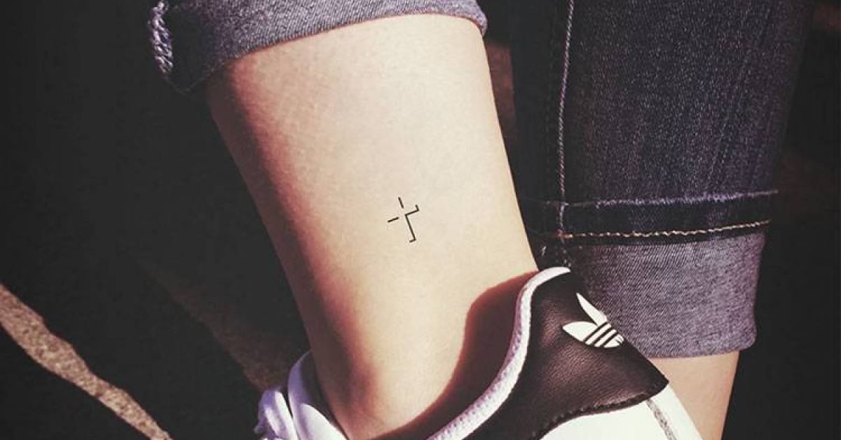 Minimalist cross shadow temporary tattoo, get it here