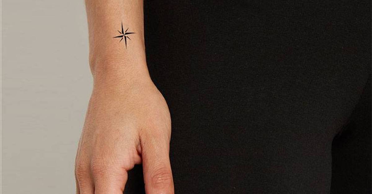 Small minimalist compass rose temporary tattoo, get it