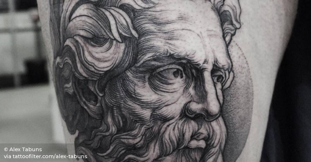 Lamber SIgisbert's Neptune inspired tattoo on the right