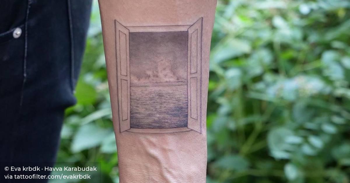 Window tattoo on the inner forearm.