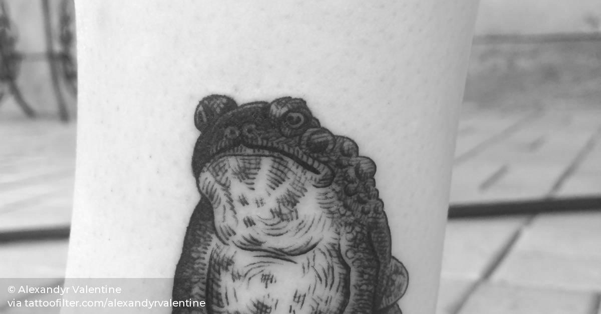 Etching tattoo of an Australian Cane Toad By Alexandyr
