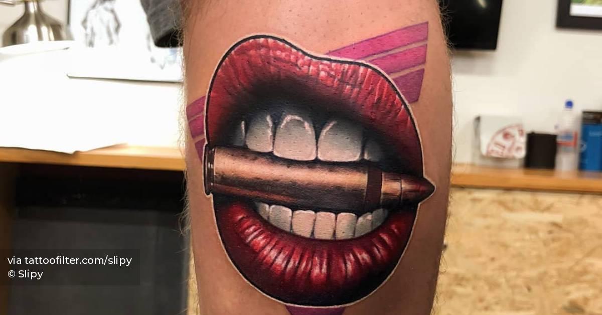 Lips Biting Money Tattoo | Lipstutorial.org