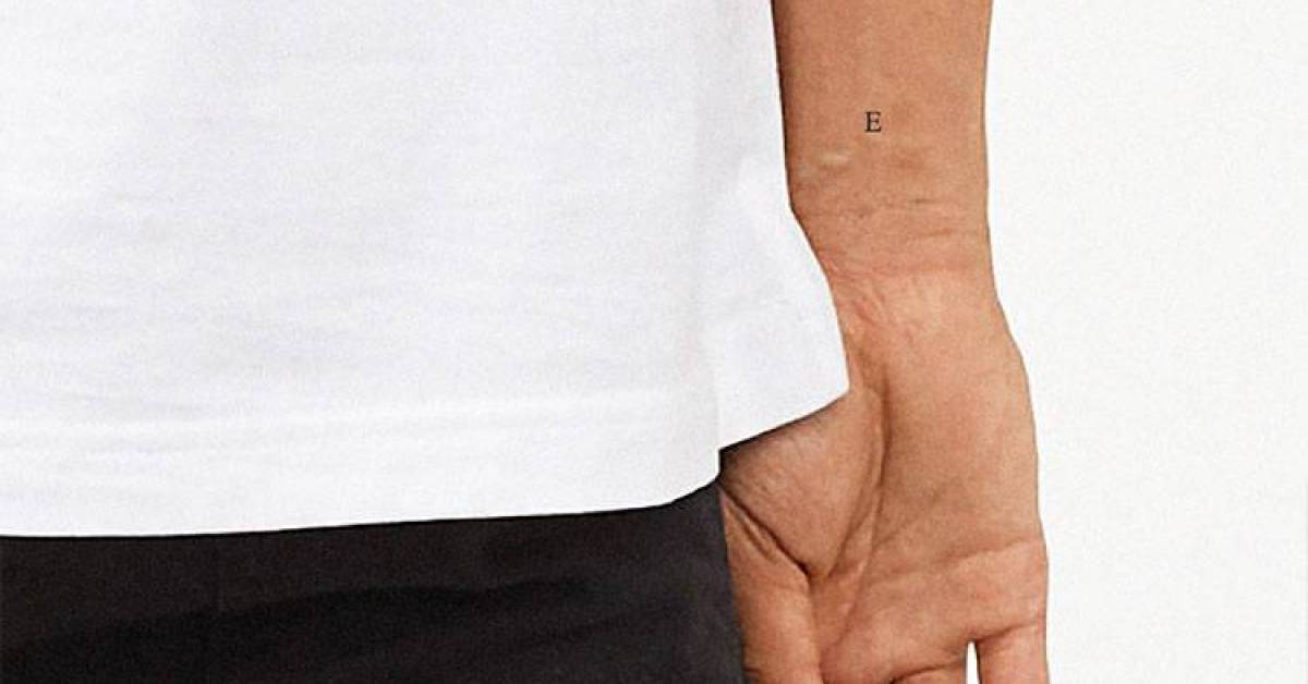 Serif capital E letter temporary tattoo, get it here
