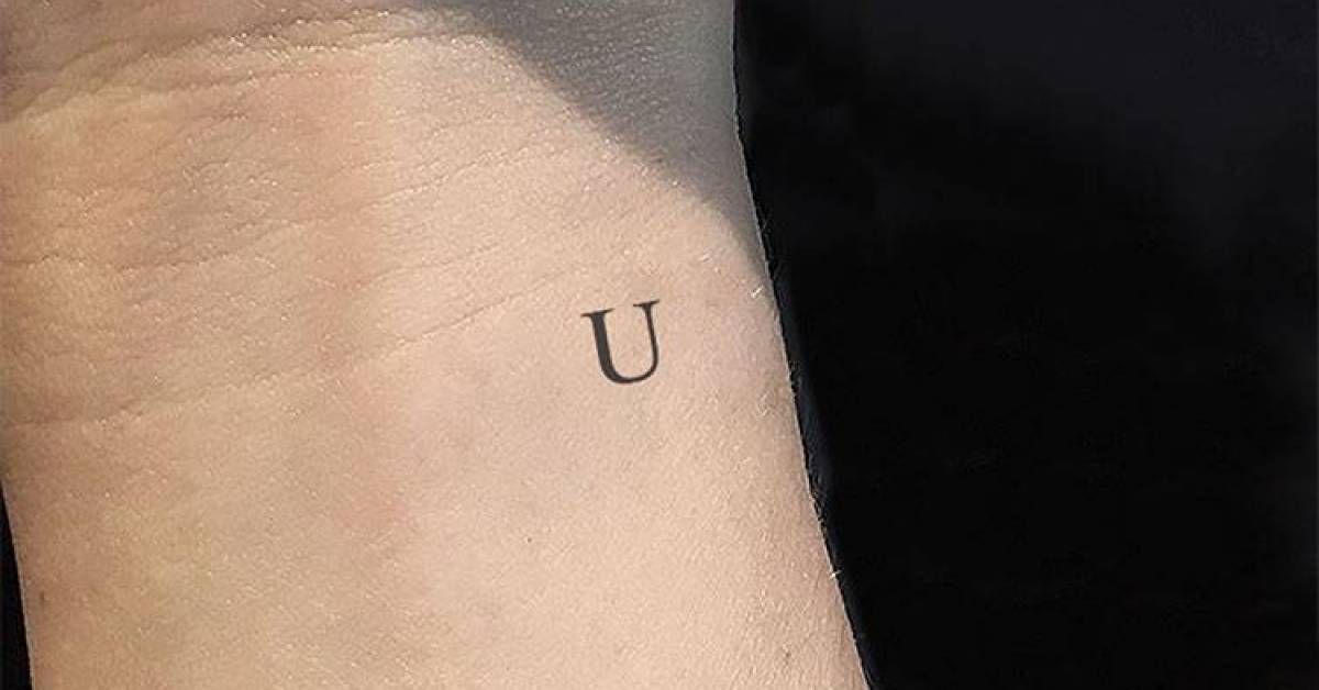 Serif capital U letter temporary tattoo, get it here