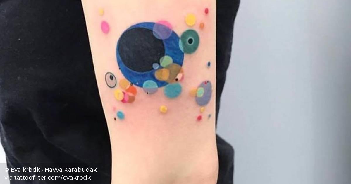 Kandinsky inspired abstract tattoo on the left upper