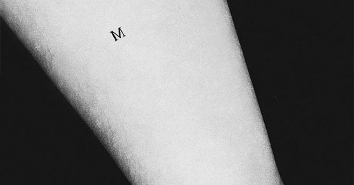 Serif capital M letter temporary tattoo, get it here