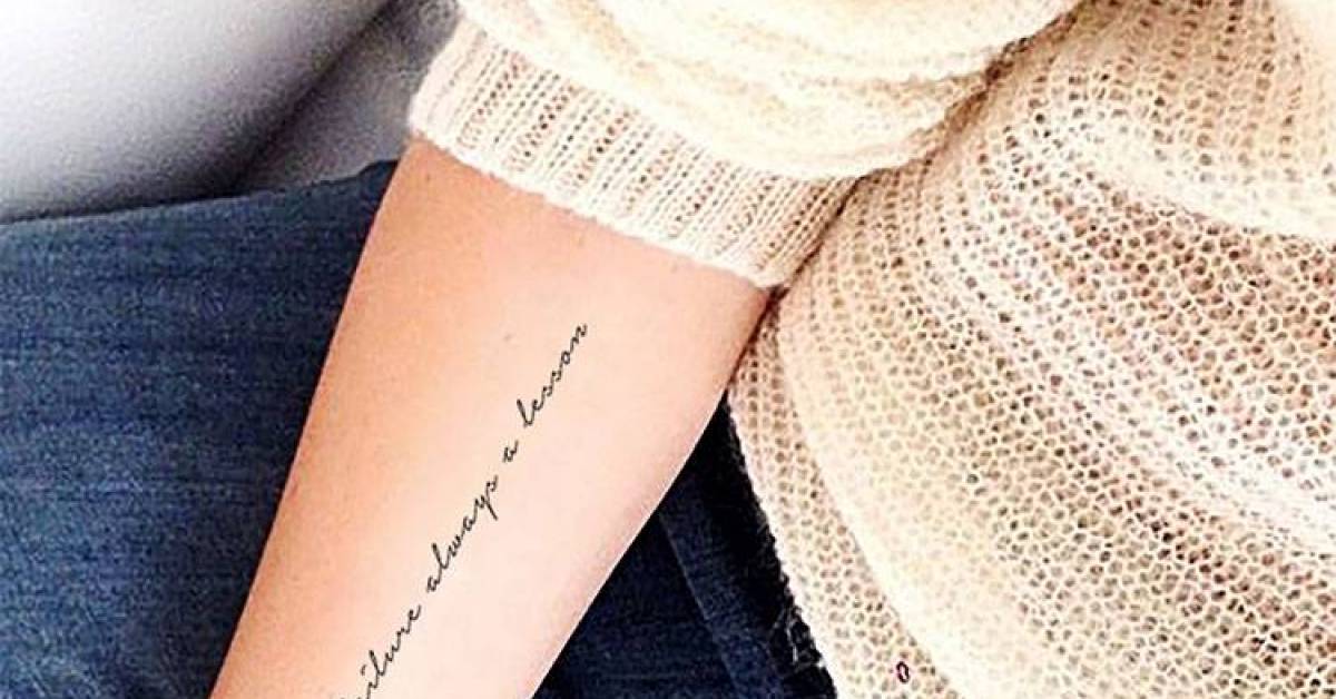'Never a failure always a lesson' temporary tattoo, get