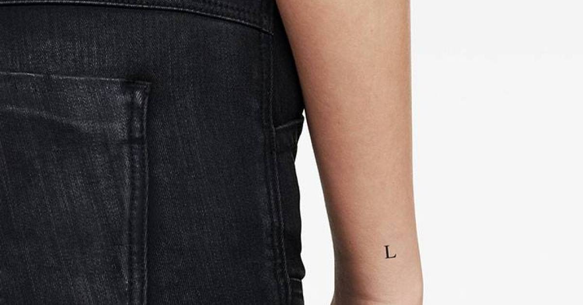 Serif capital L letter temporary tattoo, get it here