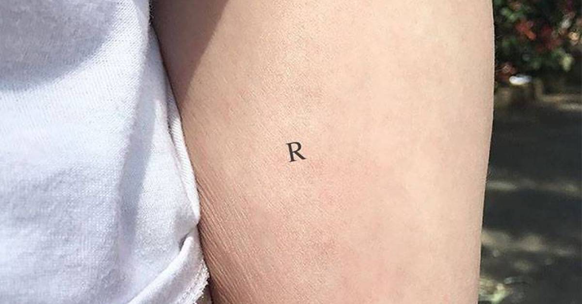 Serif capital R letter temporary tattoo, get it here