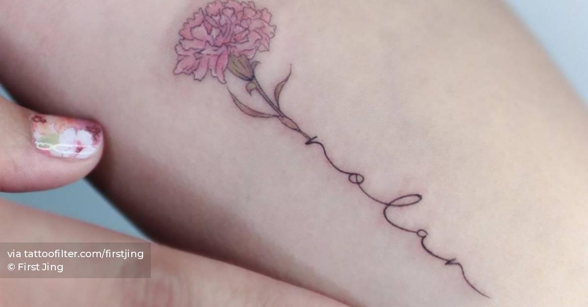 Nolan - lettering flower tattoo