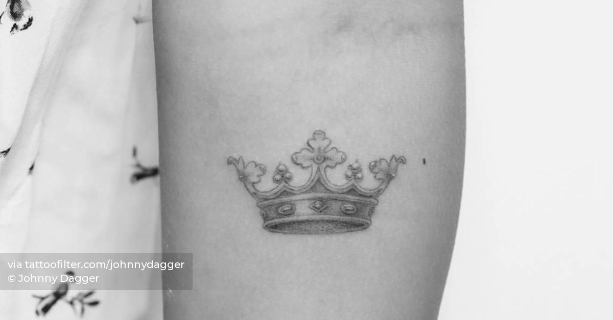 Single Needle Crown Tattoo on Inner Forearm