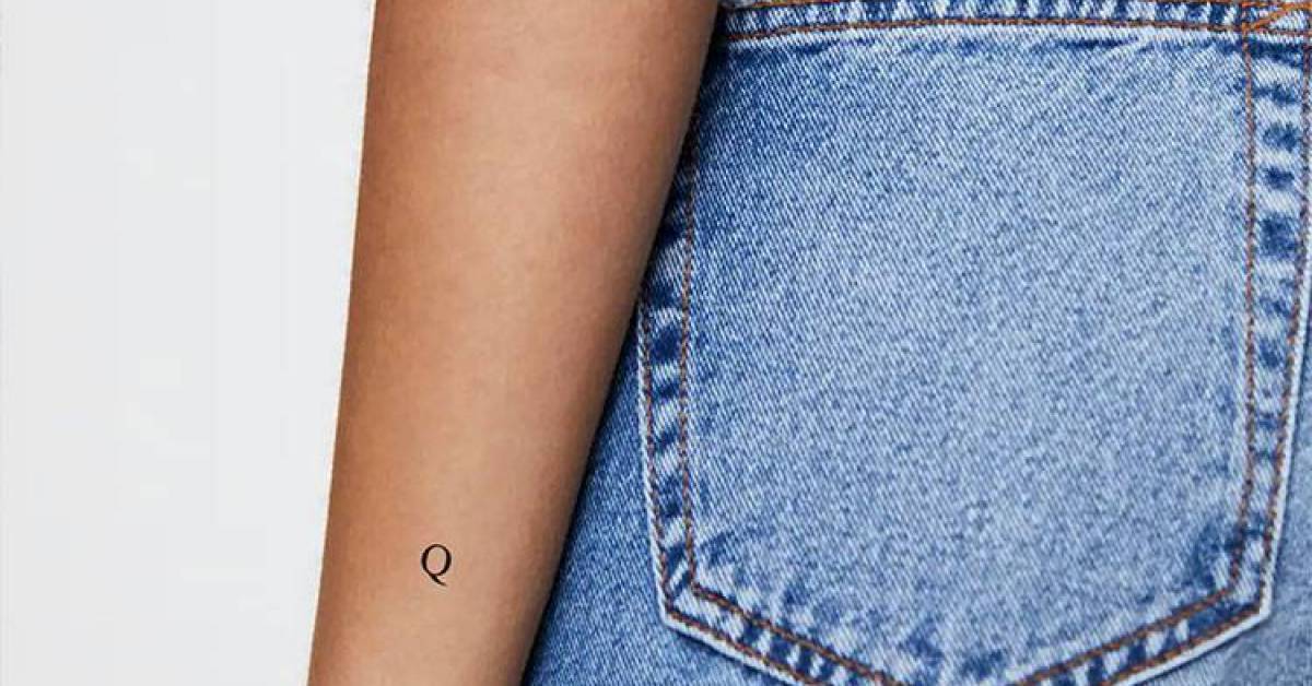 Serif capital Q letter temporary tattoo, get it here