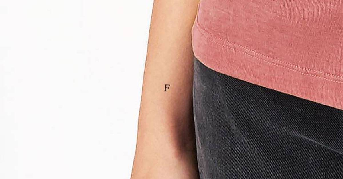Serif capital F letter temporary tattoo, get it here