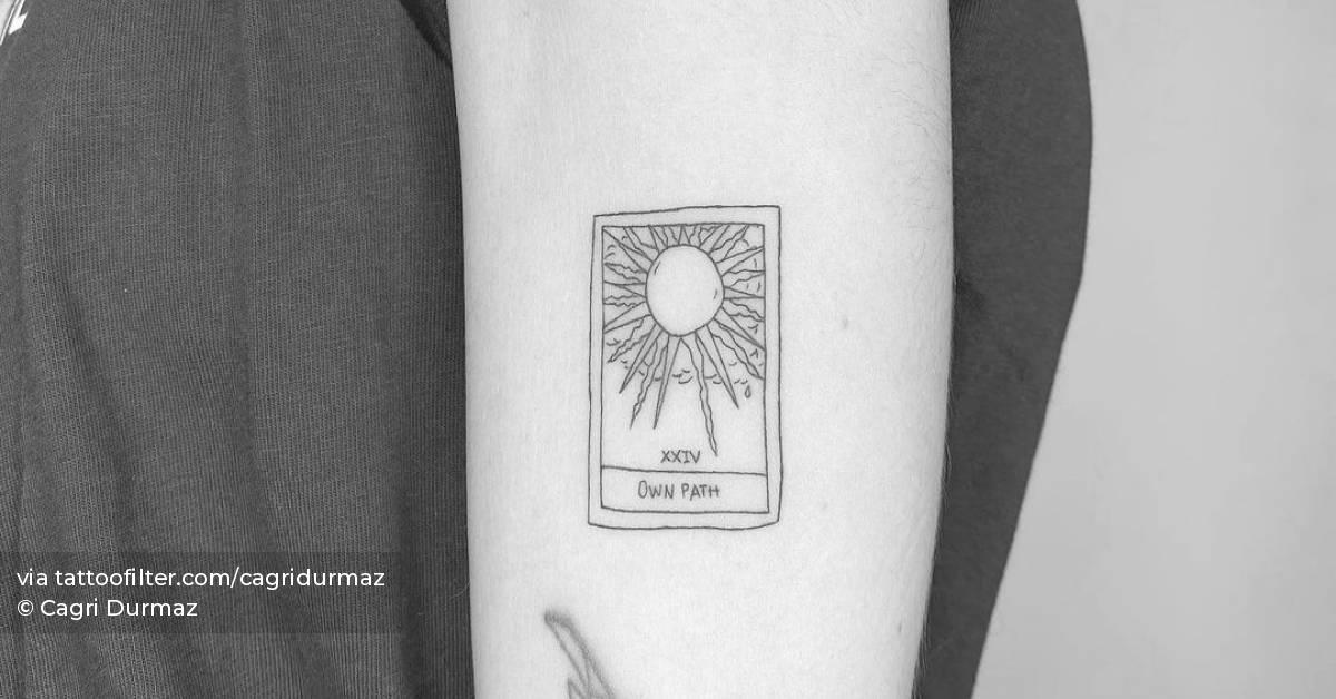 Fine line The Sun tarot card tattoo