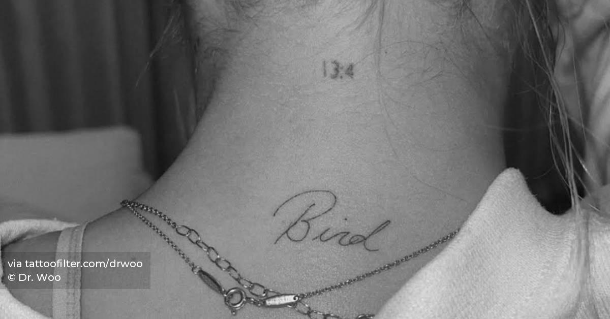 Sofia Richie's "Bird" lettering tattoo
