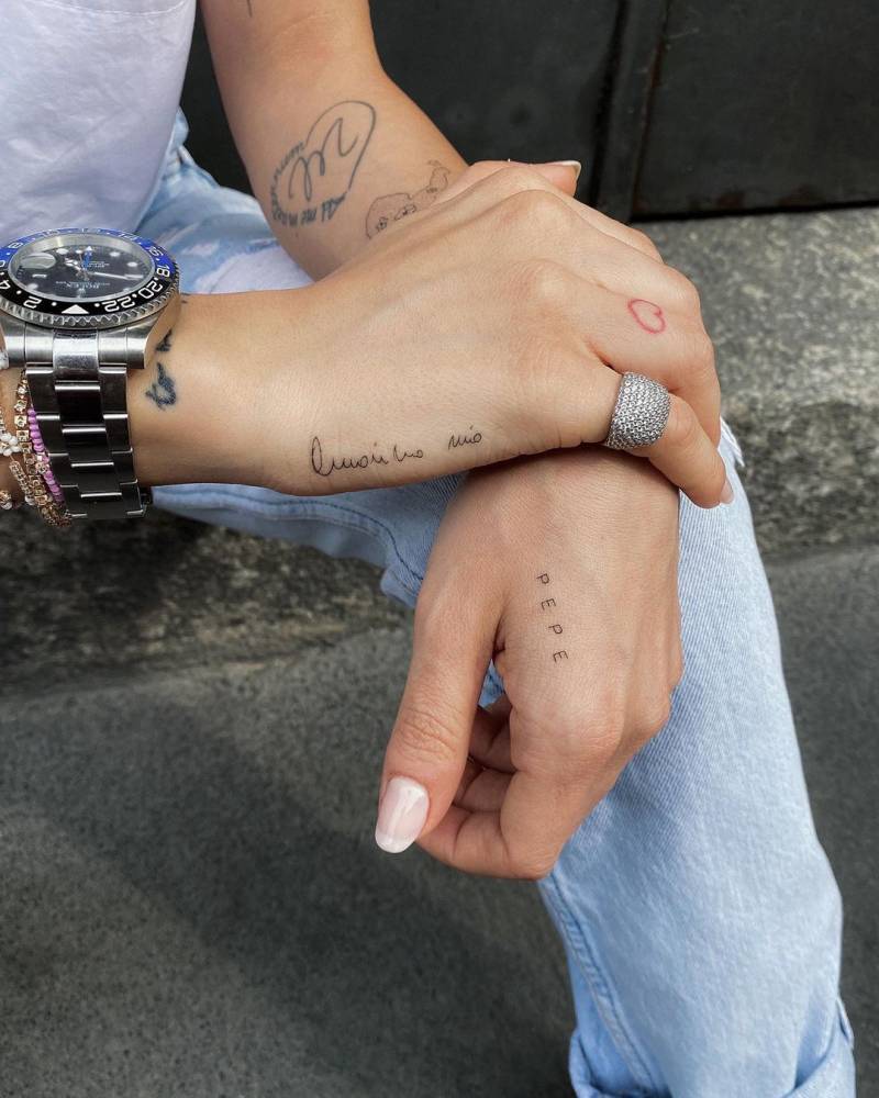 Single Needle Lettering Tattoo On The Hand Healed 